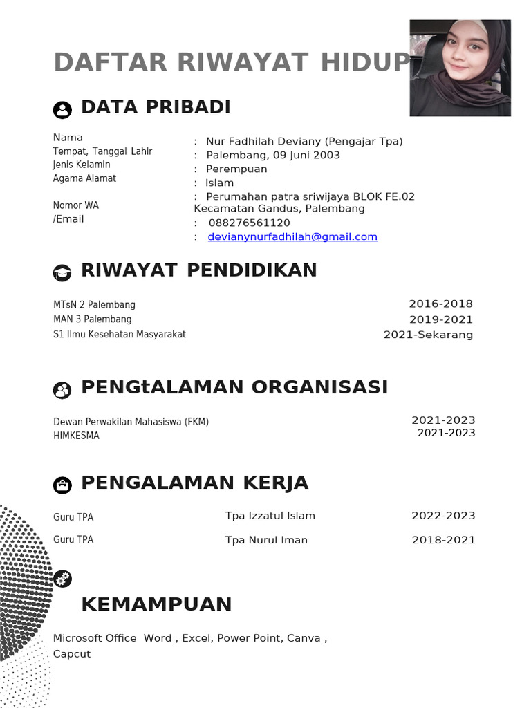 CV - Nur Fadhilah Deviany | PDF