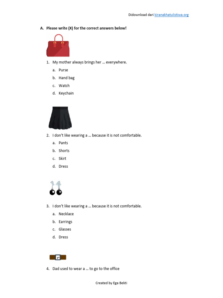 A. Please Write (X) For The Correct Answers Below!: Didownload Dari | PDF