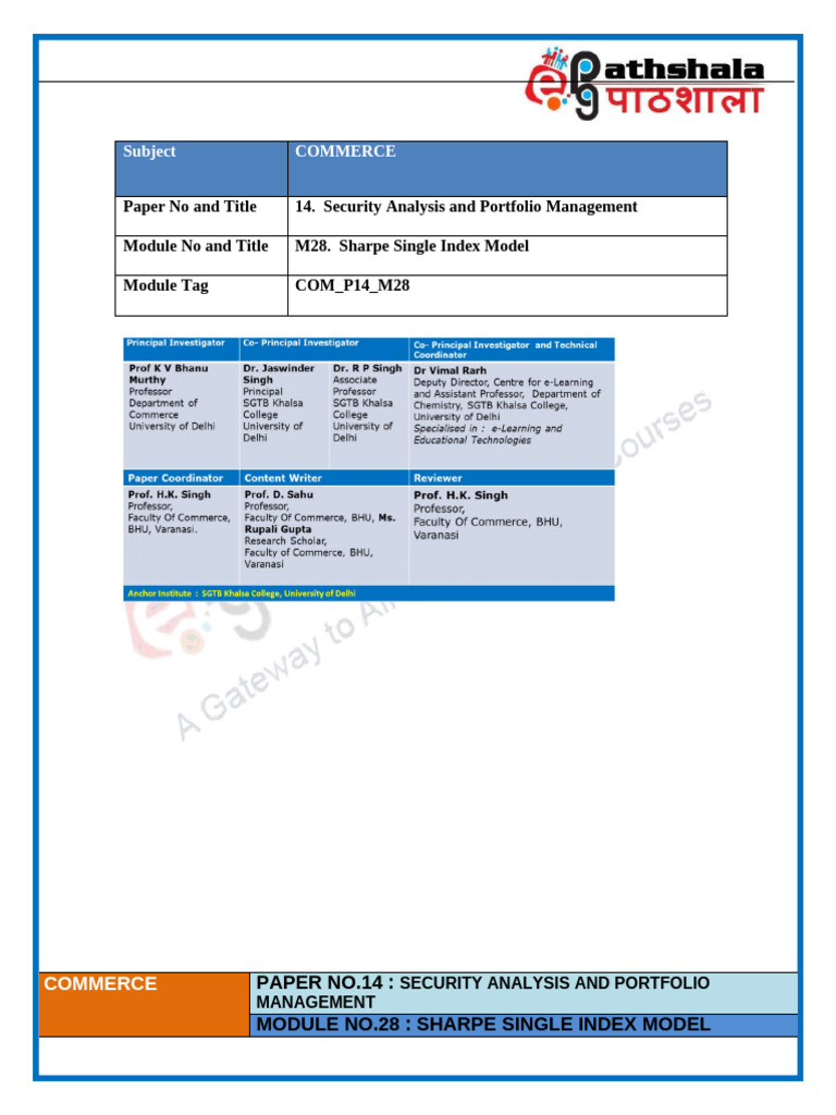 Sharp Single Index Model | PDF