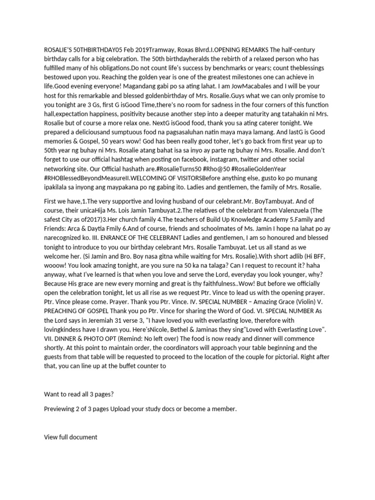 Birthday Host Script | PDF