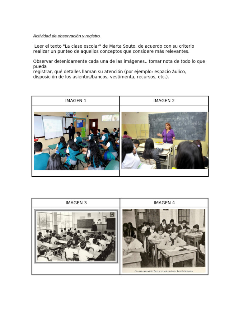 Actividad La Clase Escolar | PDF | Salón de clases | Modificación de ...