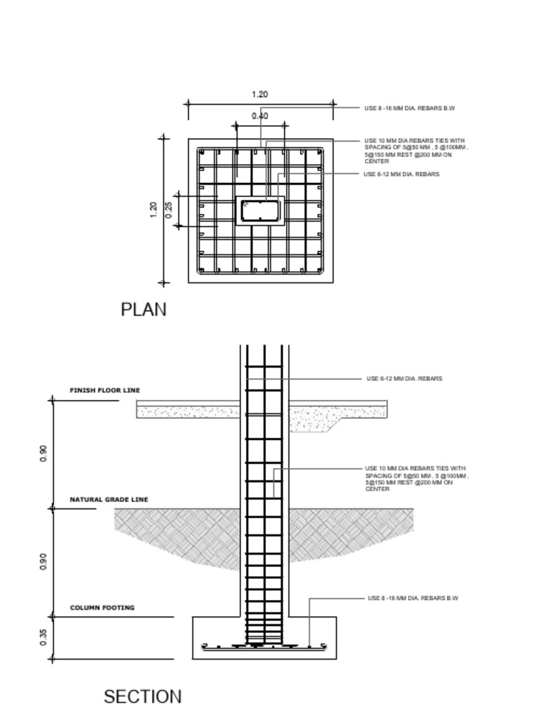COLUMN-FOOTING-DETAILS | PDF
