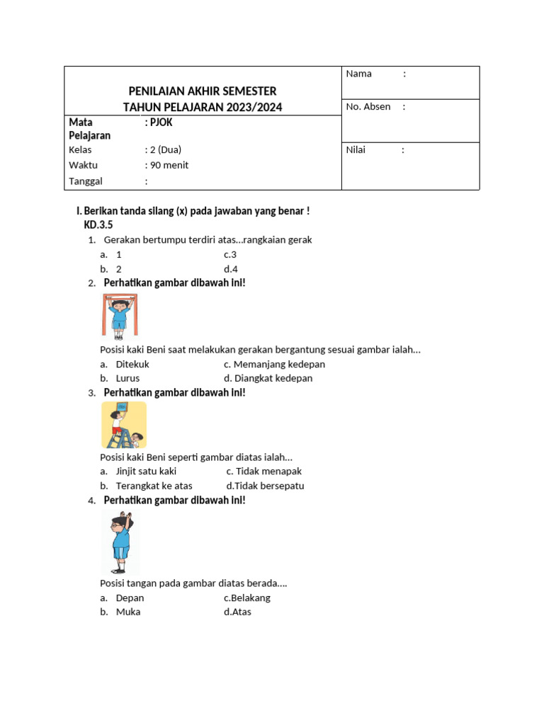 Soal SMS 2 KLS 2 Pjok | PDF