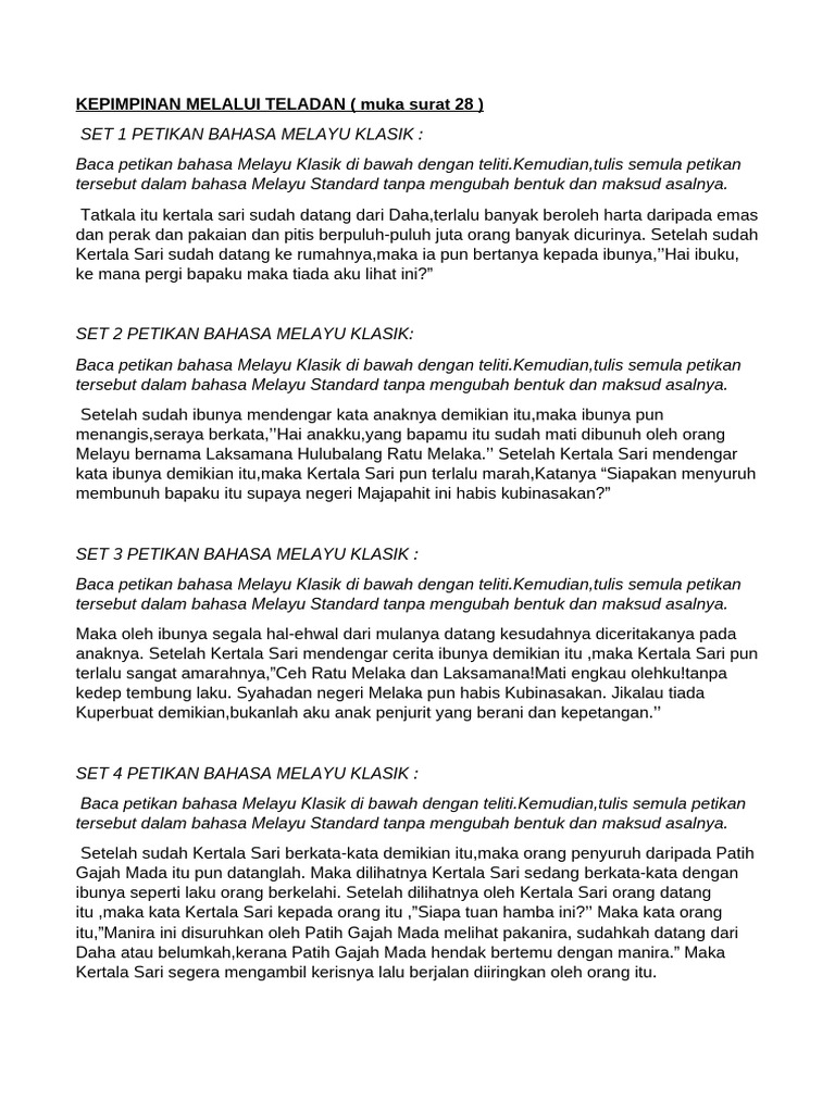 KEPIMPINAN MELALUI TELADAN bahasa klasik | PDF