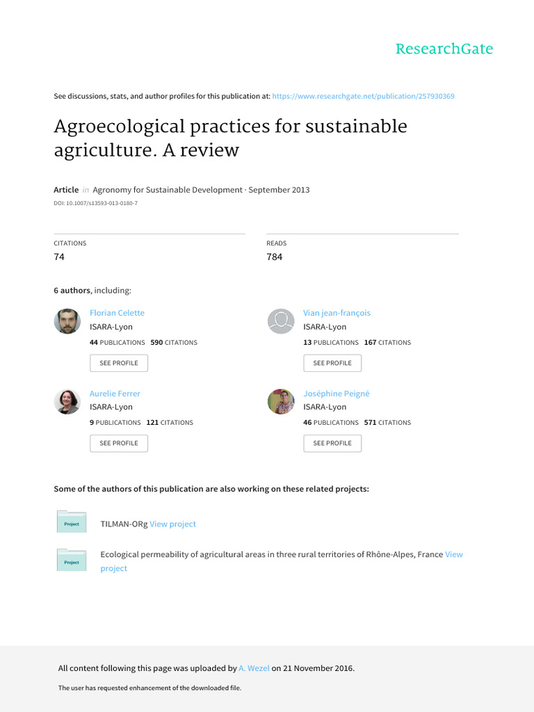 Agroecological Practices Wezel Et Al - 2014 | PDF