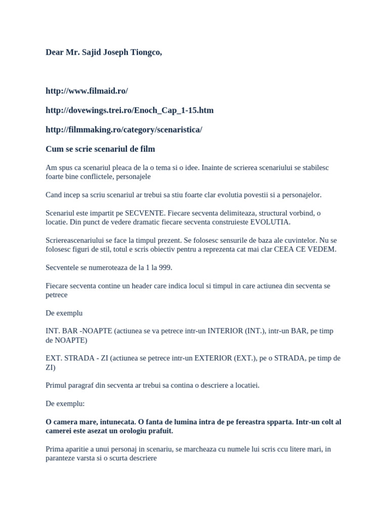 Cum Se Scrie Scenariul de Film | PDF