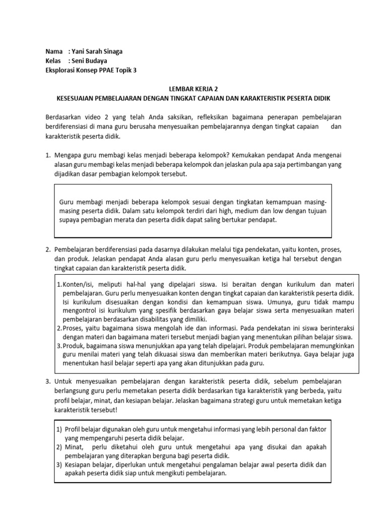 LK2 Topik 3 - Yani Sarah SInaga (Seni Budaya) | PDF