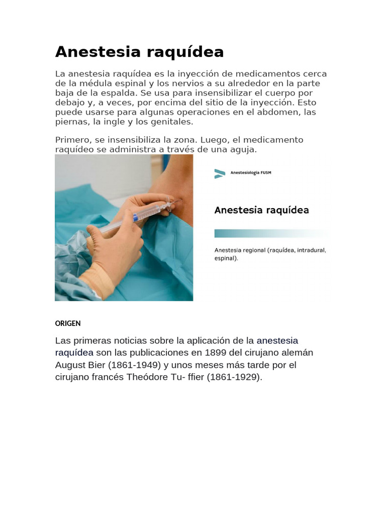Anestecia Raquidea Ana | PDF