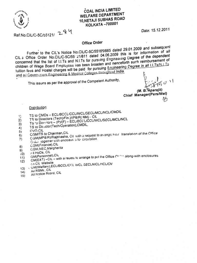 Reimbursement Tuition Fees Circular 15.12.11 | PDF