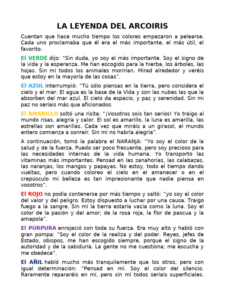 La Leyenda Del Arcoiris | PDF