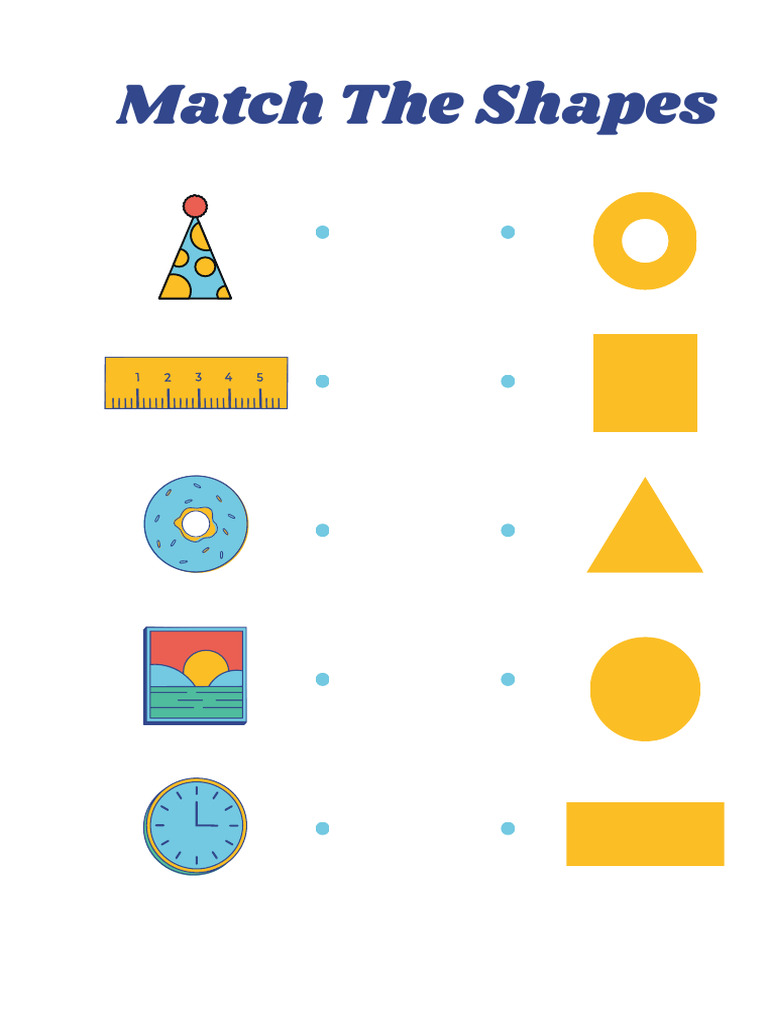 Colorful Matching Basic Shapes Foundational Worksheet | PDF