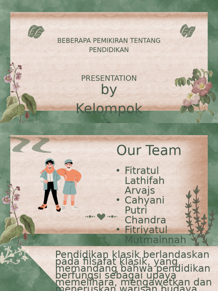 Kelompok 8 - PPT - Beberapa Pemikiran Tentang Pendidikan | PDF