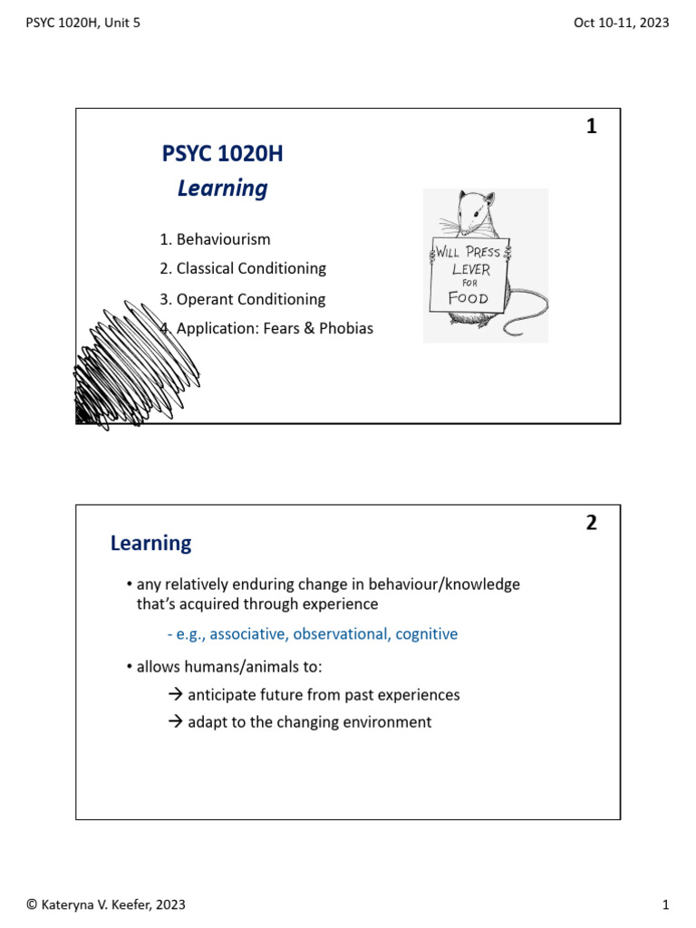 PSYC1020 Learning Annotated Slides | PDF