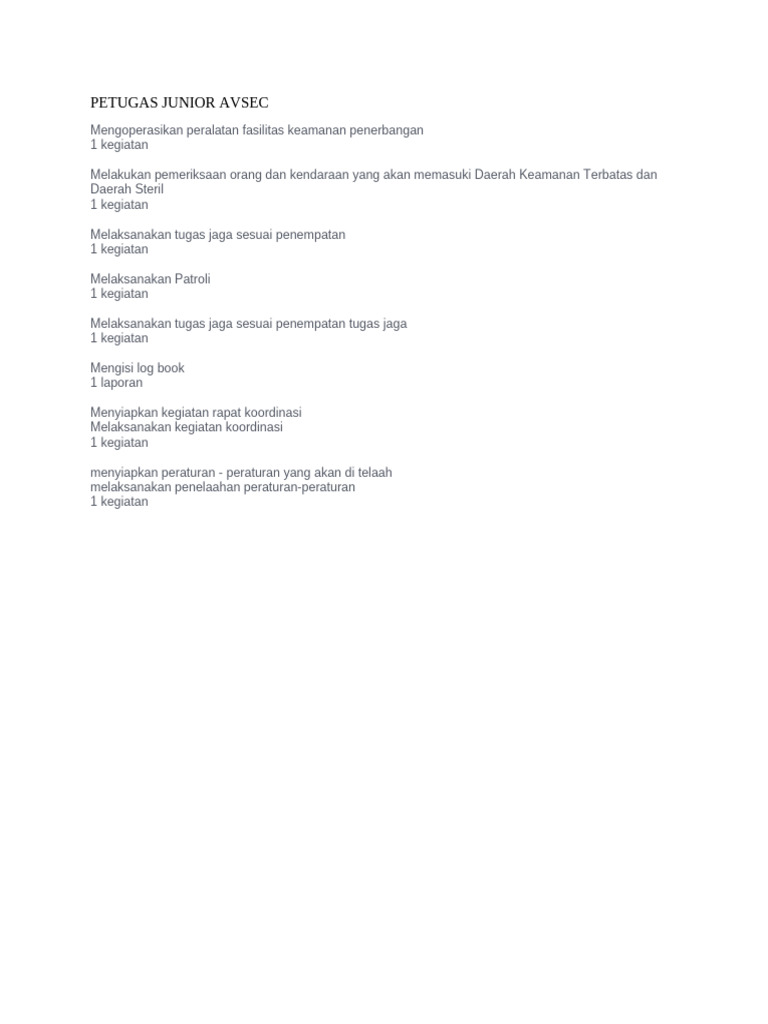 Petugas Junior Avsec | PDF