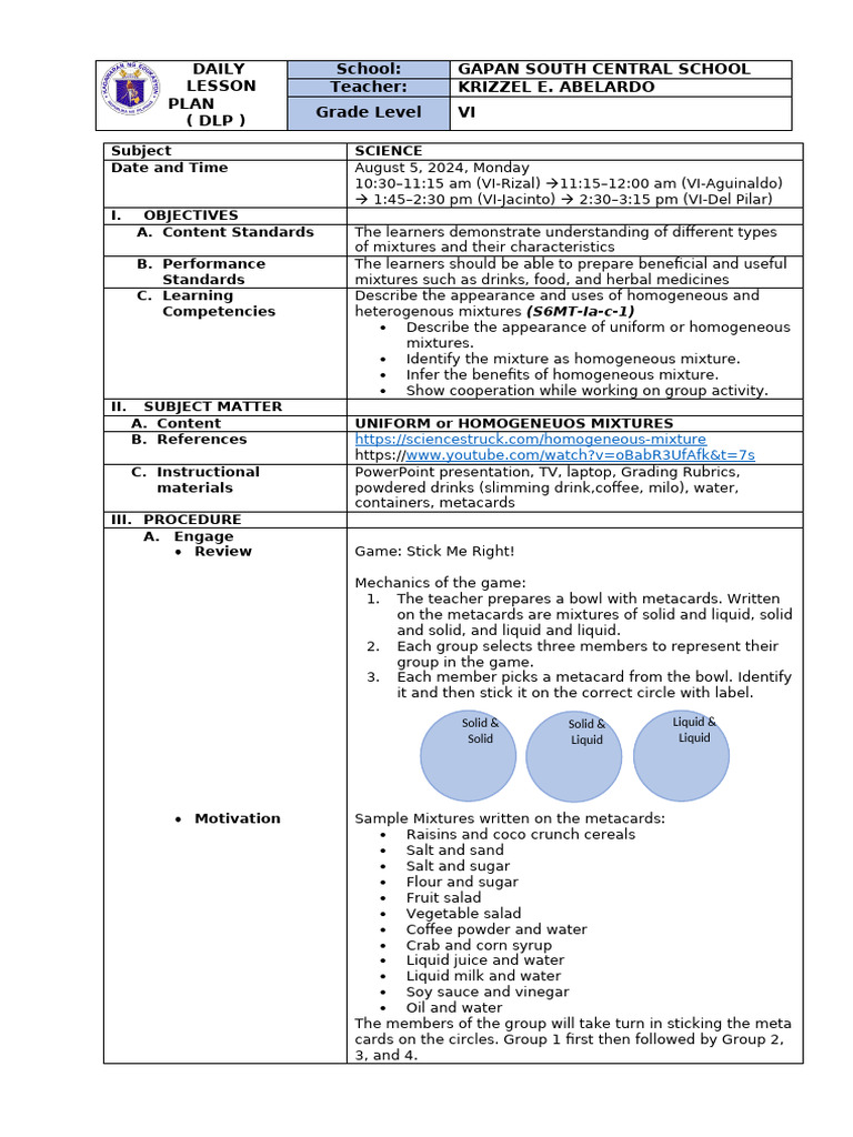 Science DLP Q1 W2 | PDF
