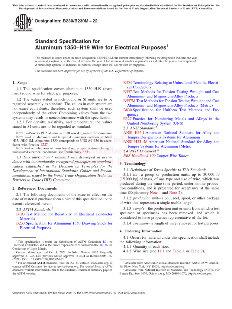 Astm B230 B230M 22 | PDF