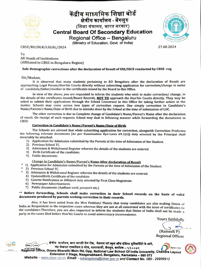 Demographic Correction After The Declaration of Result Conducted by ...