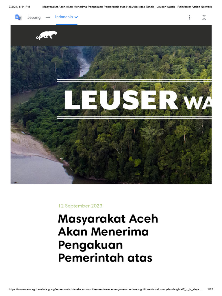 Masyarakat Aceh Akan Menerima Pengakuan Pemerintah Atas Hak Adat Atas Tanah - Leuser Watch ...