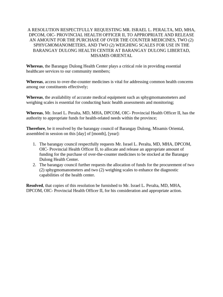 A Resolution Respectfully Requesting MR | PDF