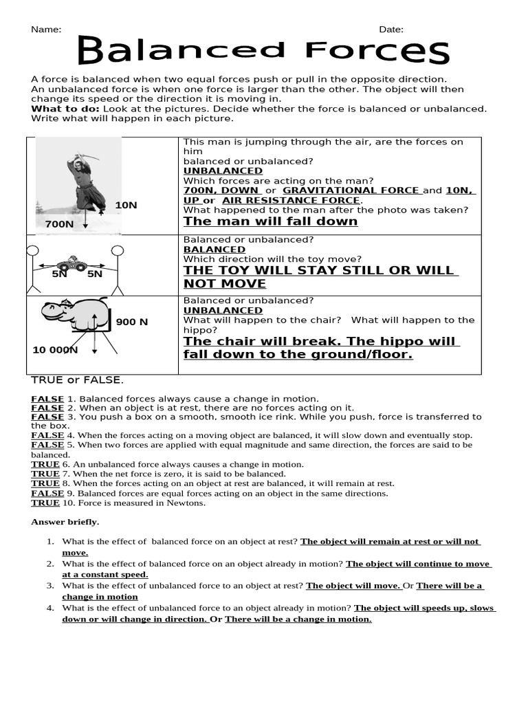 Balanced Forces | PDF