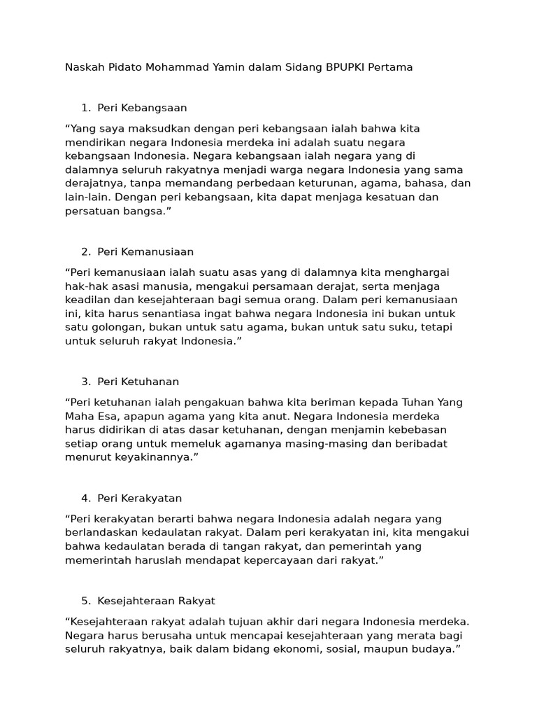 Pidato Mohammad Yamin di BPUPKI 1945 | PDF