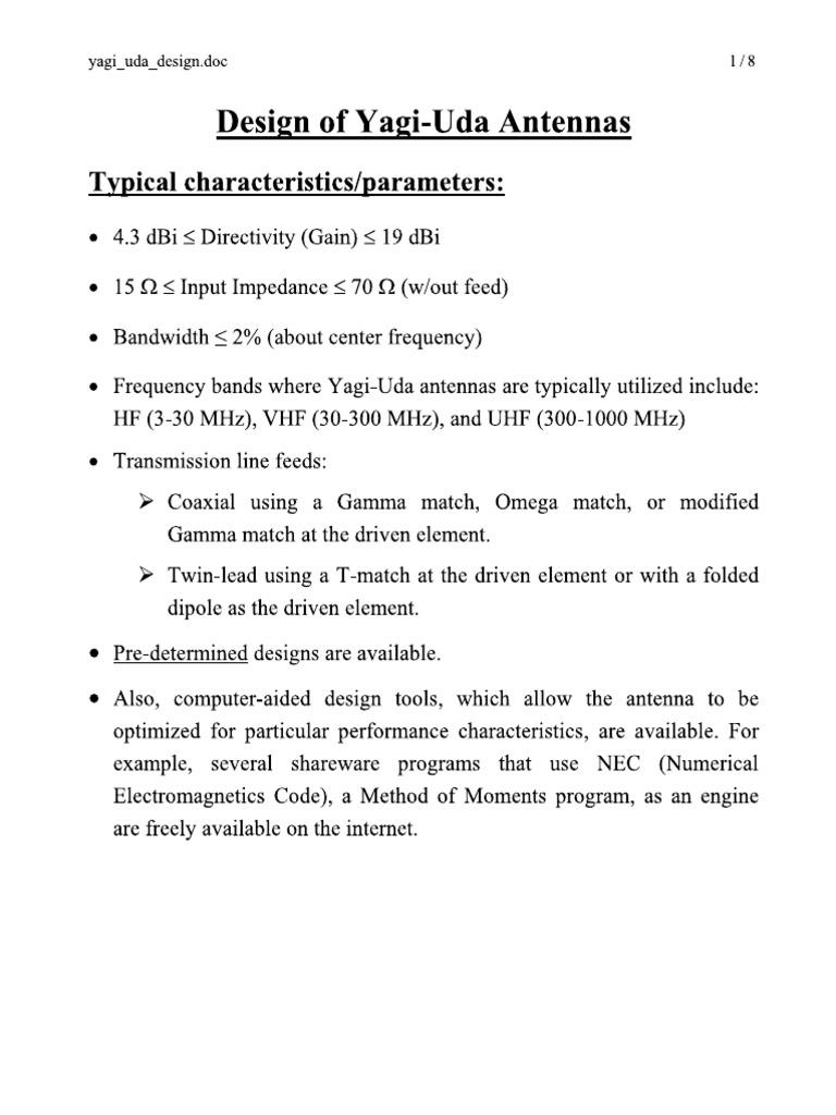 Yagi Uda Design | PDF