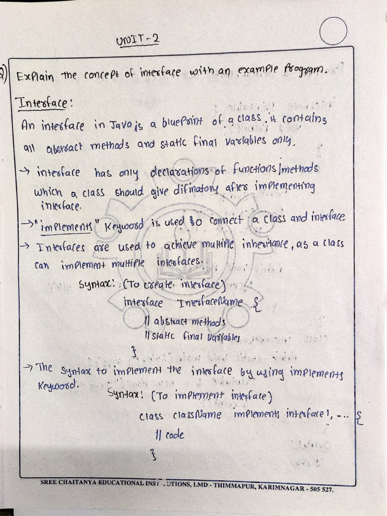 Java Important Unit 2 | PDF
