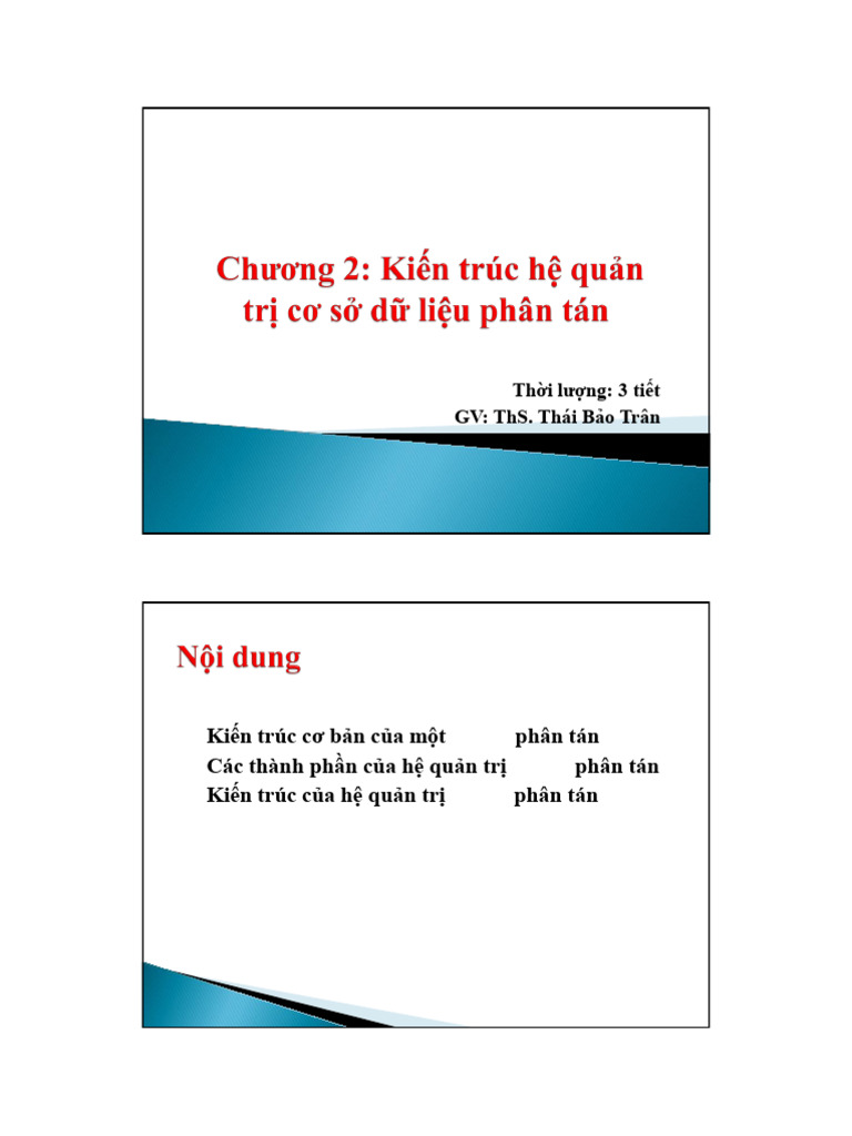 C2 - Kien Truc He Quan Tri CSDL Phan Tan (Tran) | PDF