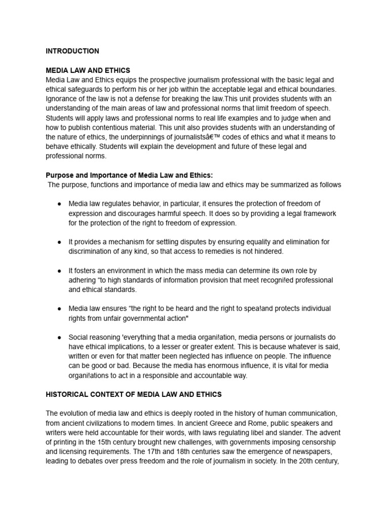 Media Law and Ethics | PDF