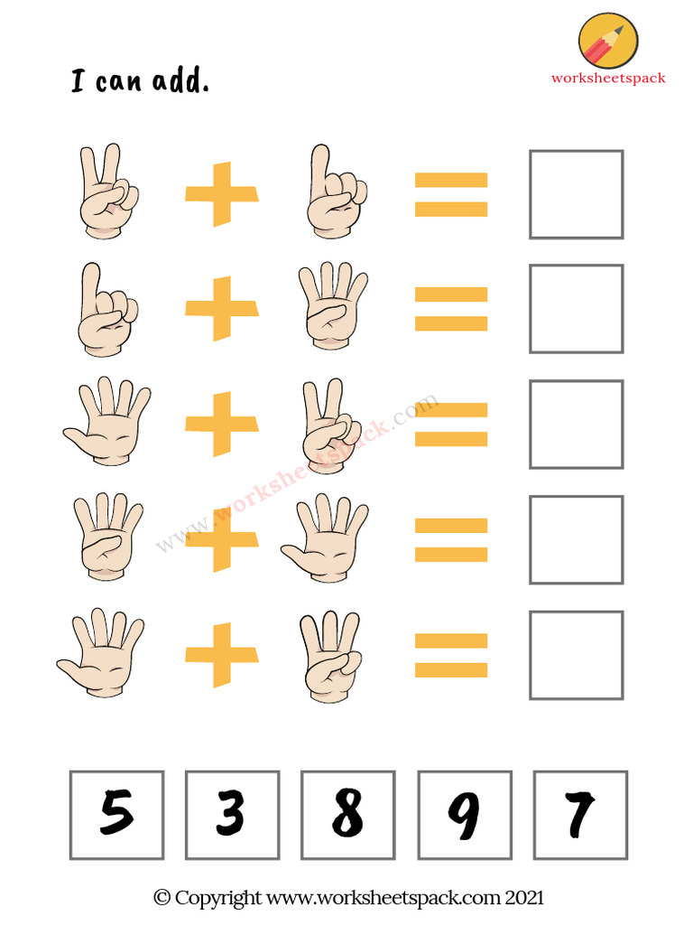 Learn and Practice Addition Finger Counting Worksheet | PDF