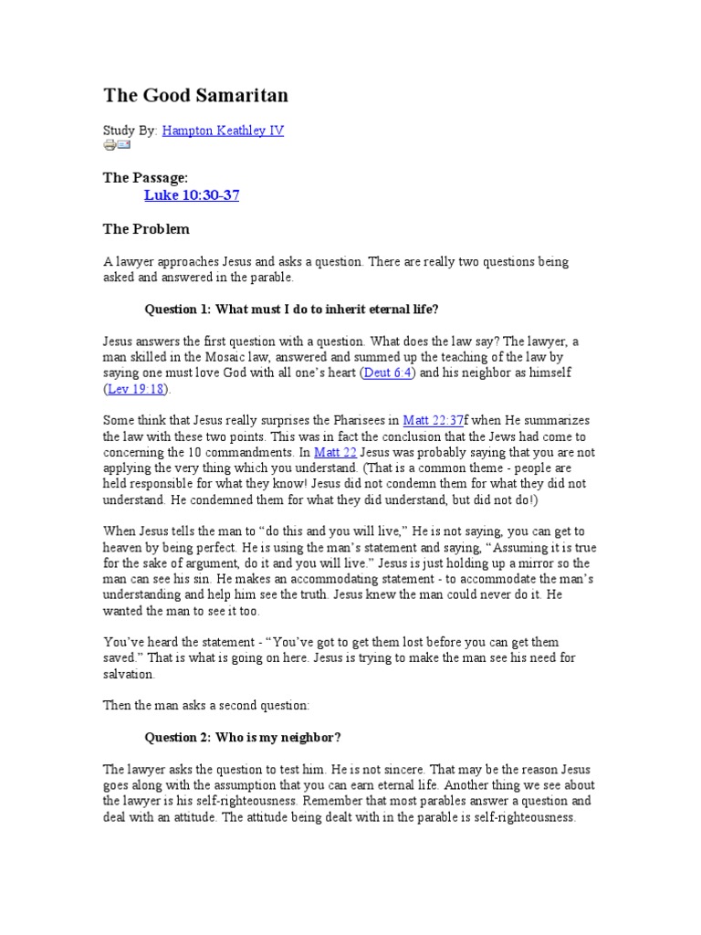 The Good Samaritan | Jesus | Religious Belief And Doctrine