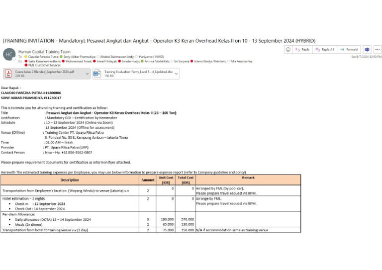 Training Invitation - Mandatory Pesawat Angkat Dan Angkut - Operator K3 ...