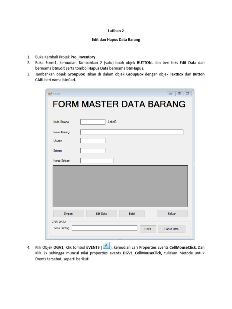 Procedure Edit Dan Hapus Data Master Barang | PDF