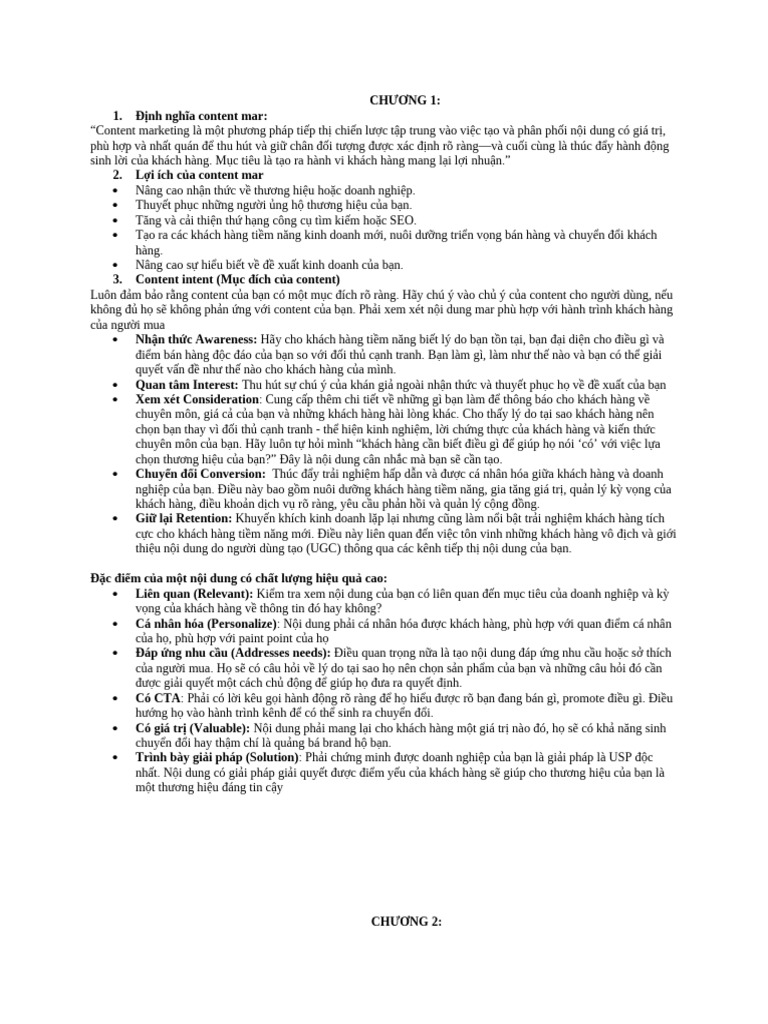 Tài Liệu Ôn Thi Mar Nội Dung | PDF