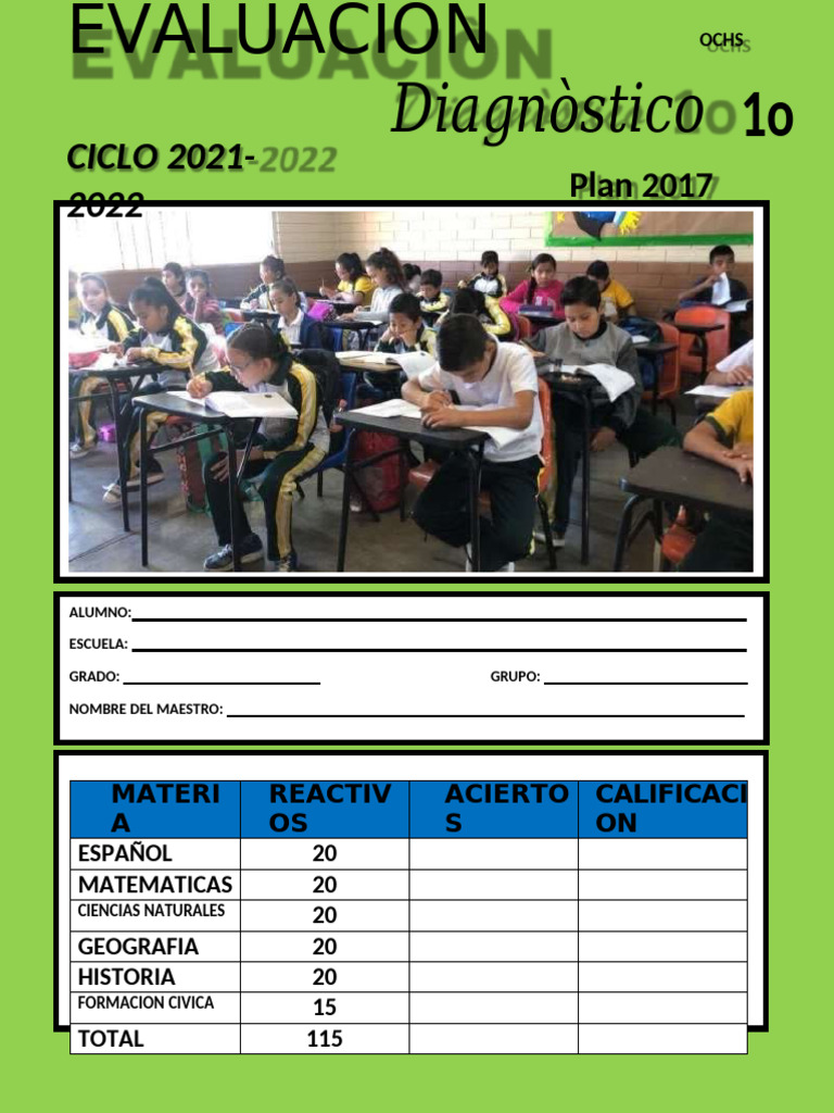 Examen Diagnóstico 1° Ciclo 2021-2022 | PDF