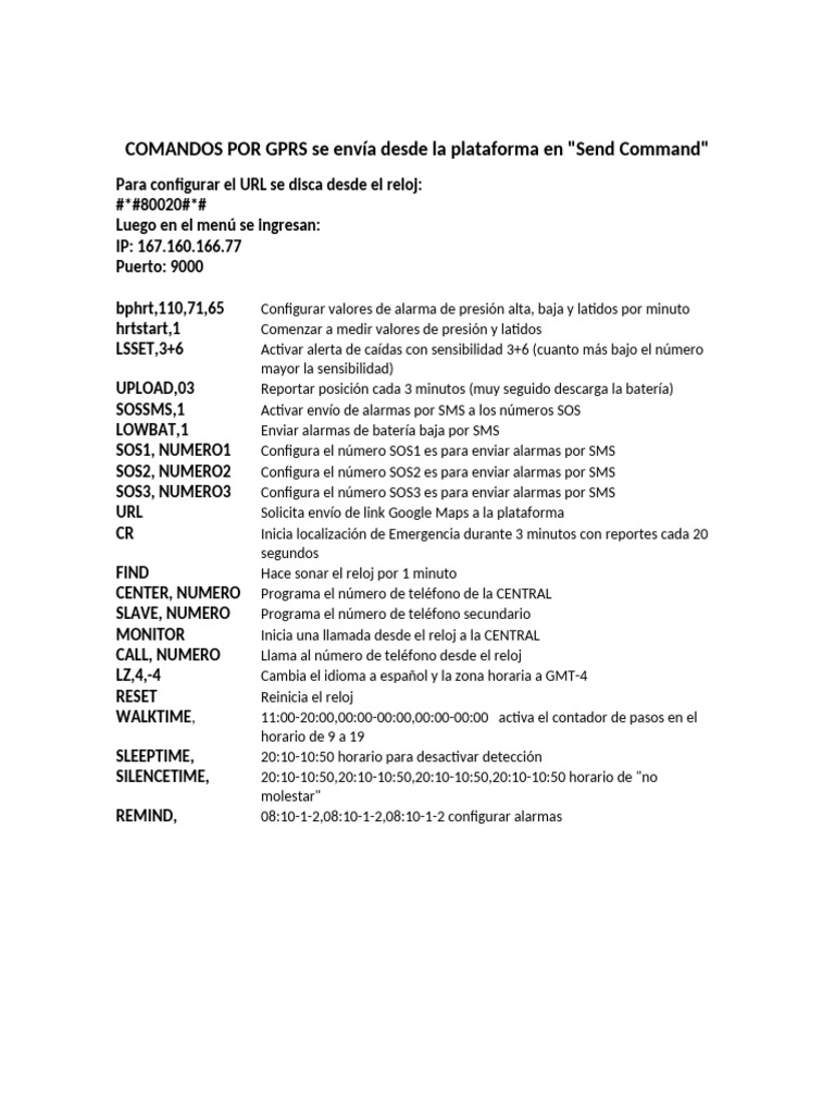 Comandos GPSWatch | PDF | Home & Garden | Computers