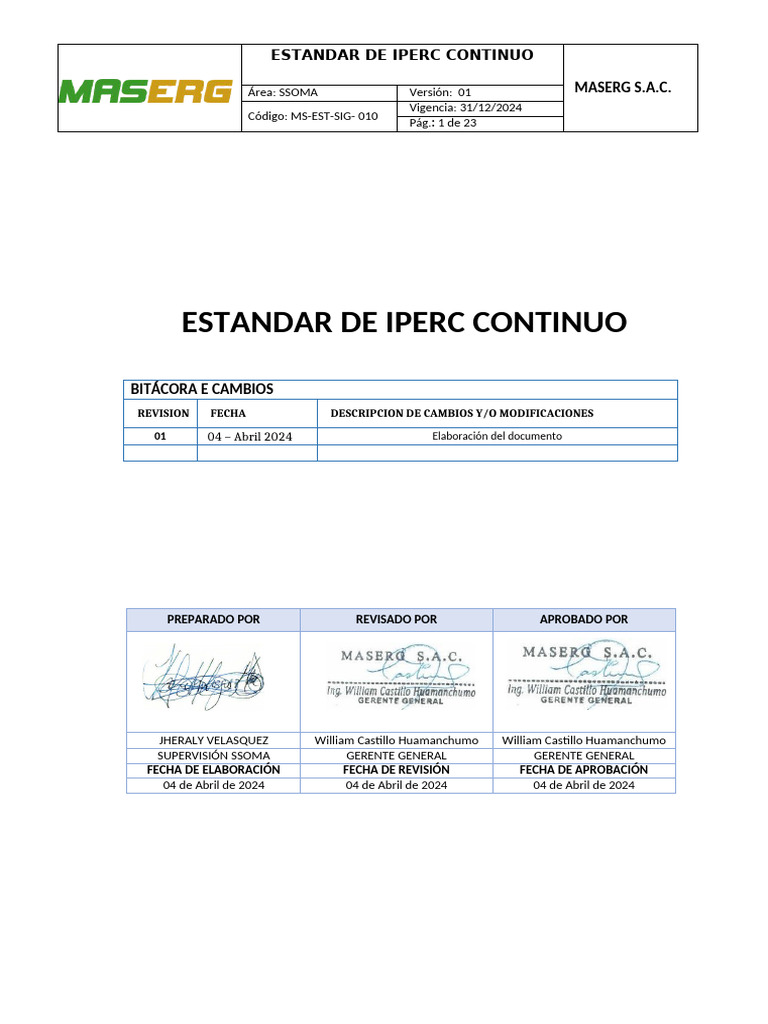 MS-EST-SIG-010 - IPERC Continuo | PDF