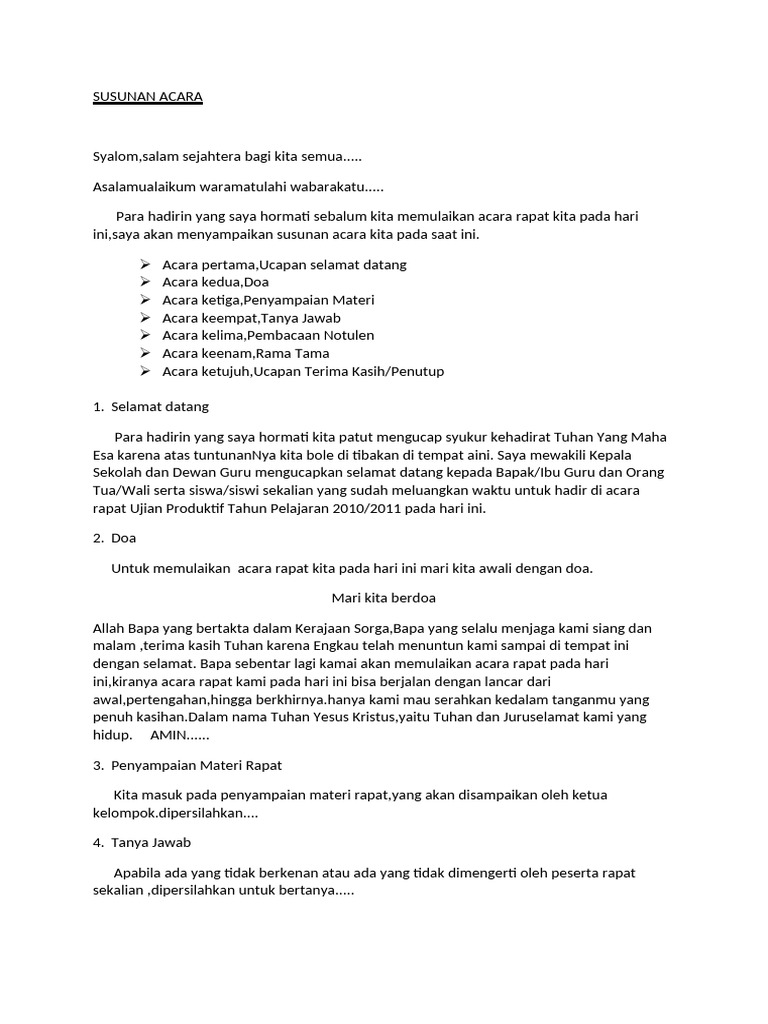 susunan acara 1 | PDF