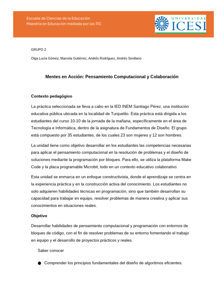 Pensamiento Computacional en Educación | PDF | Pensamiento | Arte