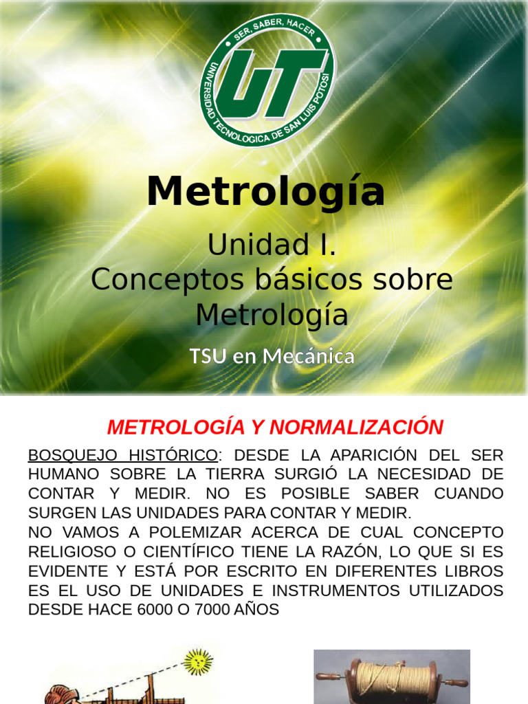 U1A - CONCEPTOS BÁSICOS SOBRE METROLOGÍA Clase | PDF | Metrología | Ciencia y matemáticas
