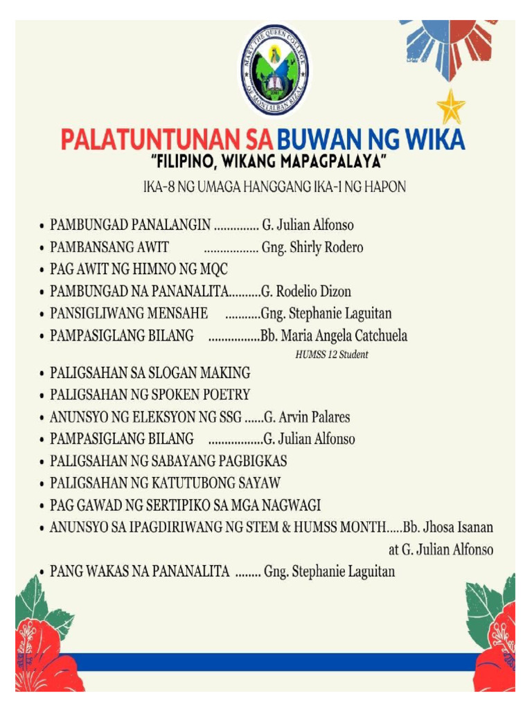 PALATUNTUNAN SA BUWAN NG WIKA | PDF