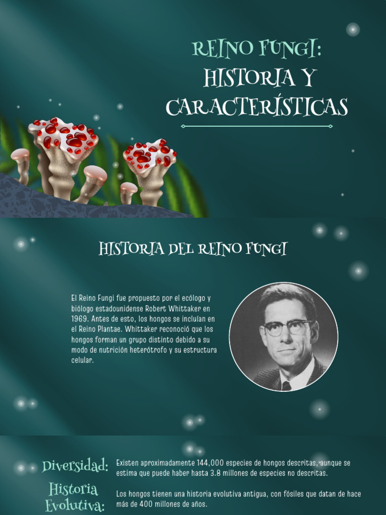 Copia de Fungi Lesson - Evolution & Characteristics by Slidesgo | PDF