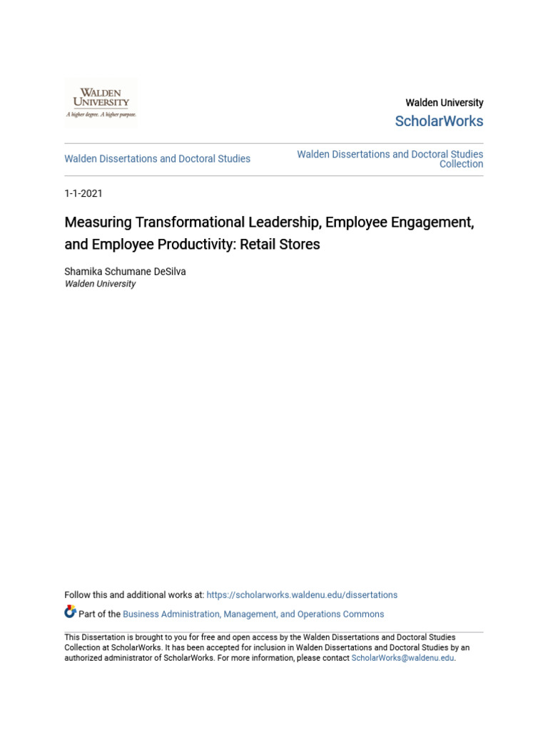 Measuring Transformational Leadership Employee Engagement and E | PDF