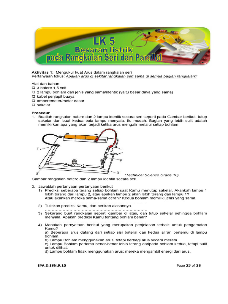 Lembar Kerja Siswa 5 - Membuat Miniatur Rumah Disertai Rangkaian Alat ...