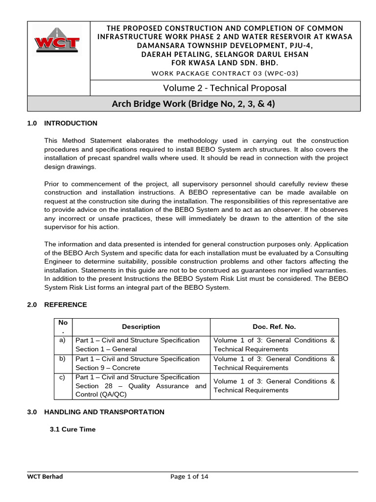 MOS Arch Bridge Work (Bridge No. 2,3& 4) | PDF