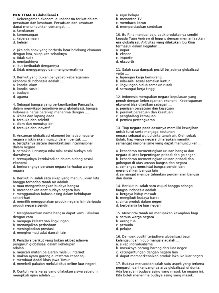 PKN TEMA 4 Globalisasi I | PDF