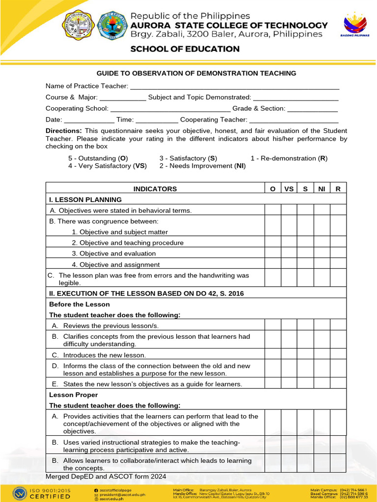 GUIDE-TO-OBSERVATION-OF-DEMONSTRATION-TEACHING | PDF