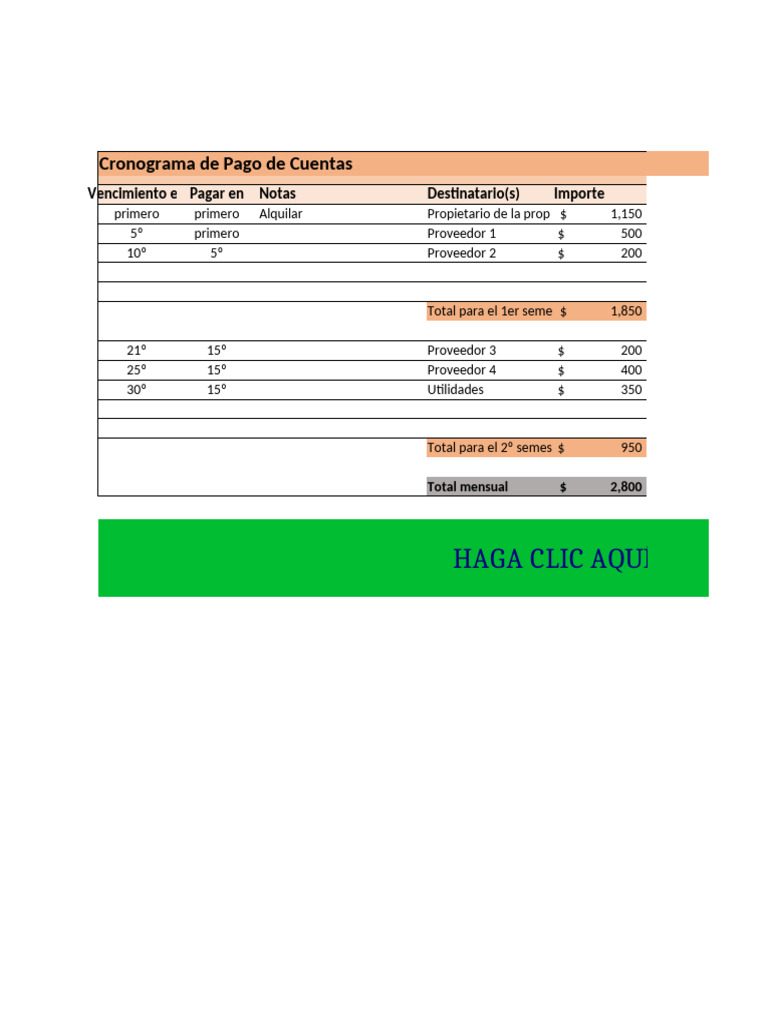 Calendario de Pagos | PDF