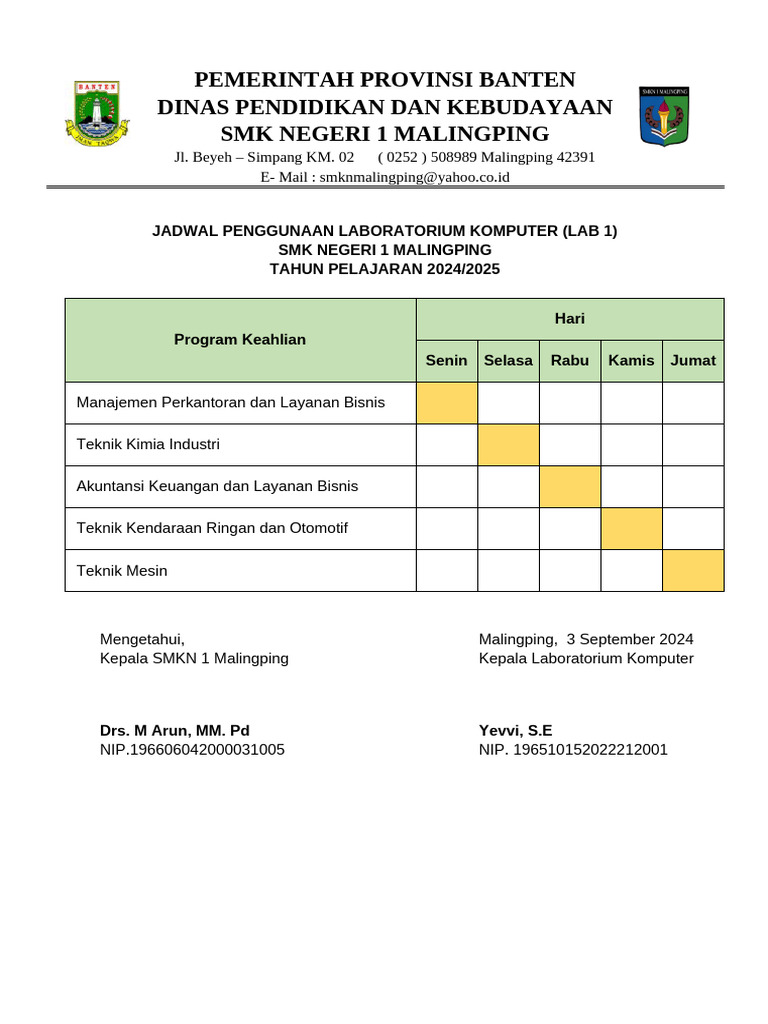 Jadwal Lab Kom 2024 | PDF