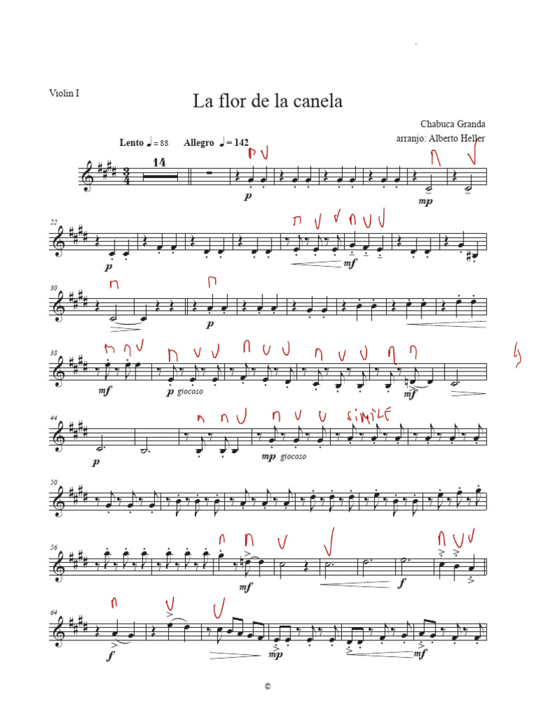 La Flor de La Canela - Violin I | PDF